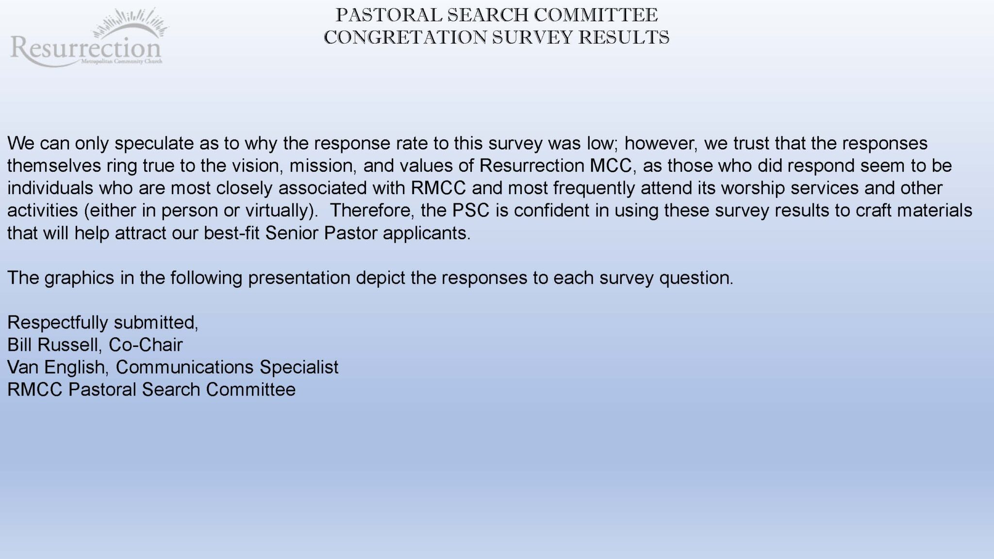 Resurrection MCC Pastoral Search - Resurrection Metropolitan Community ...